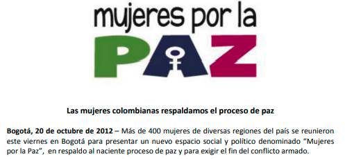 Las mujeres colombianas respaldamos el proceso de paz - Corporación Humanas